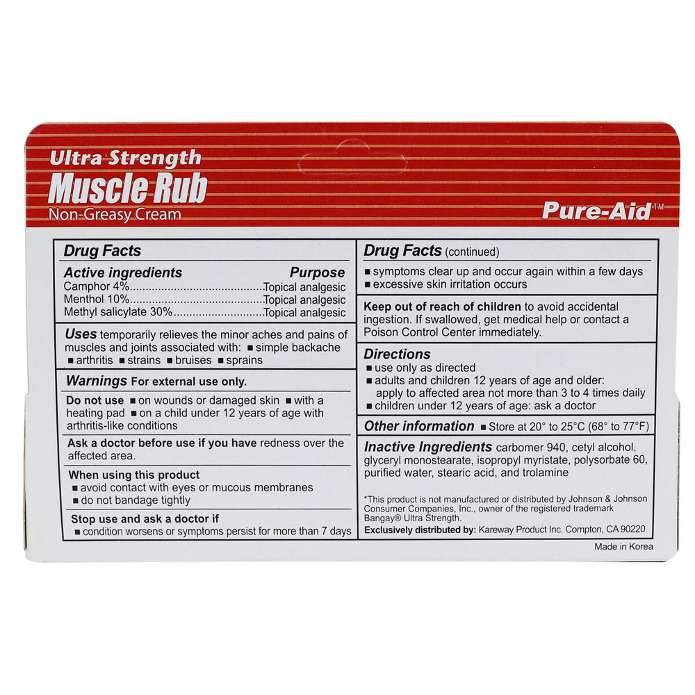 Pure-Aid Ultra Strength Muscle Rub Cream | 1oz – Kareway